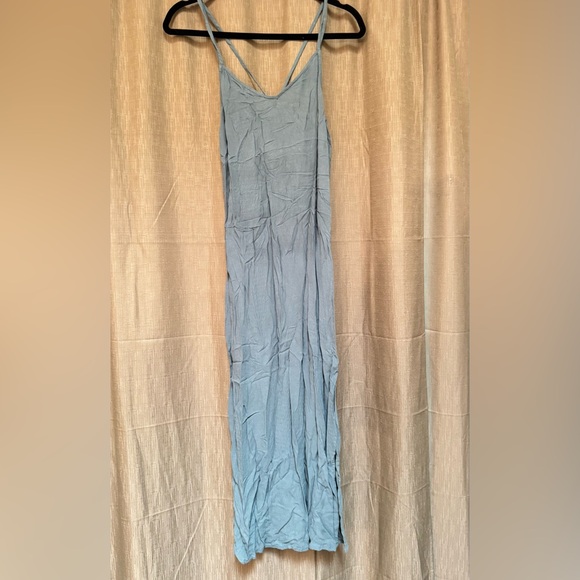Dresses | Cross Back Blue Midi Dress | Poshmark